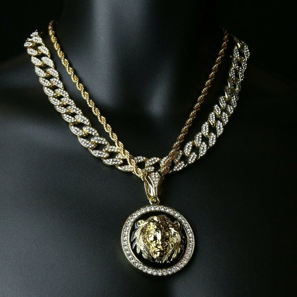 Accessories | 14k Gold Lion Double 2 Cuban Chains Pendant | Poshmark